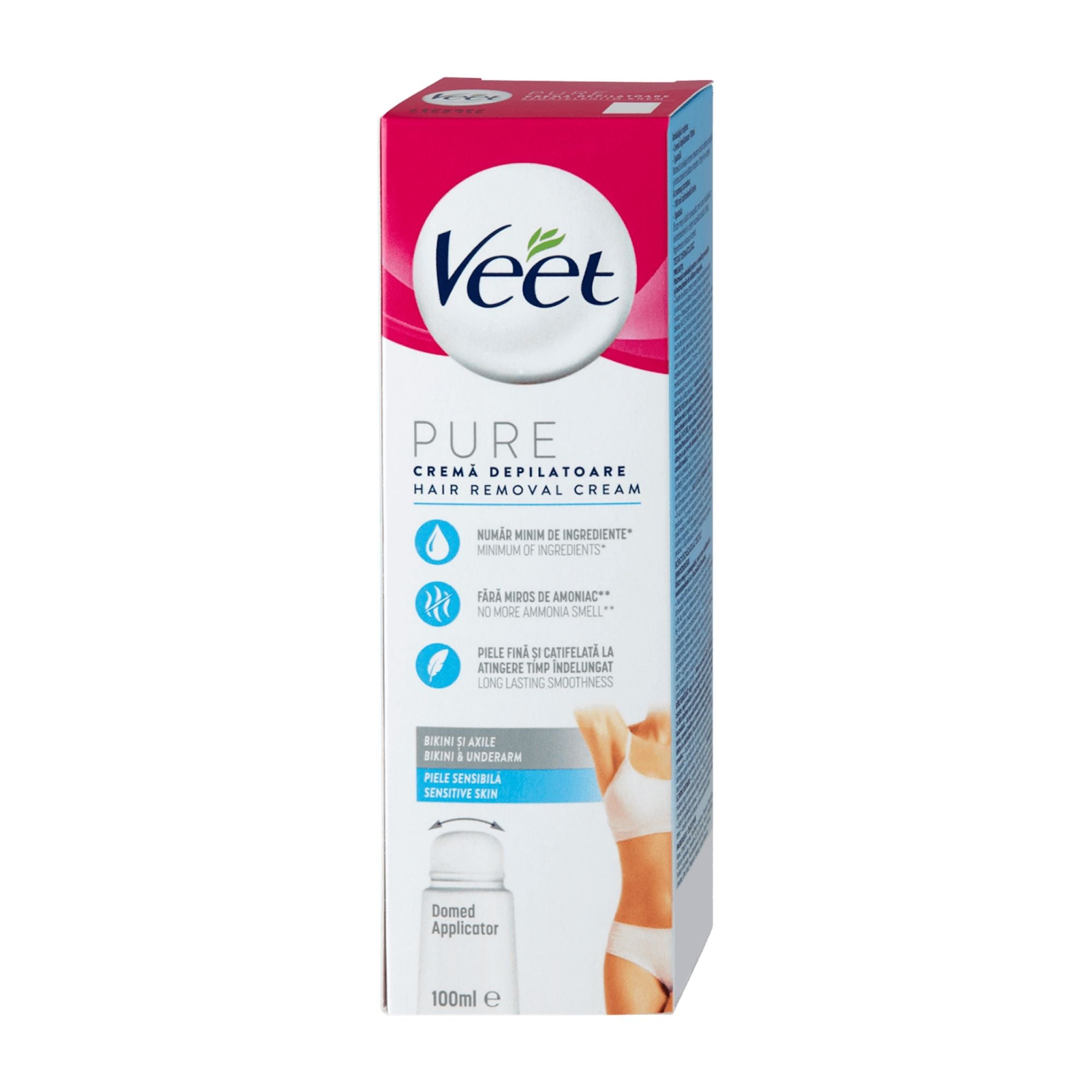 Veet Pure Hair Removal Cream Bikini & Underarm sensitive skin, 100 mL ...