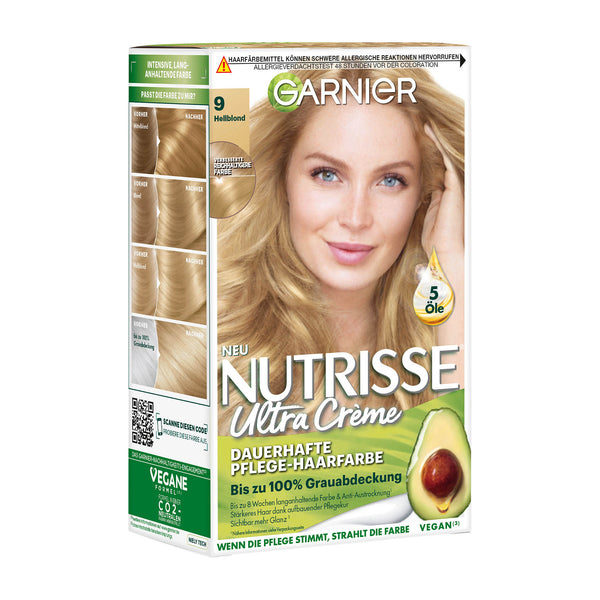 Garnier Nutrisse 9 Light Blonde permanent hair color – Peppery Spot