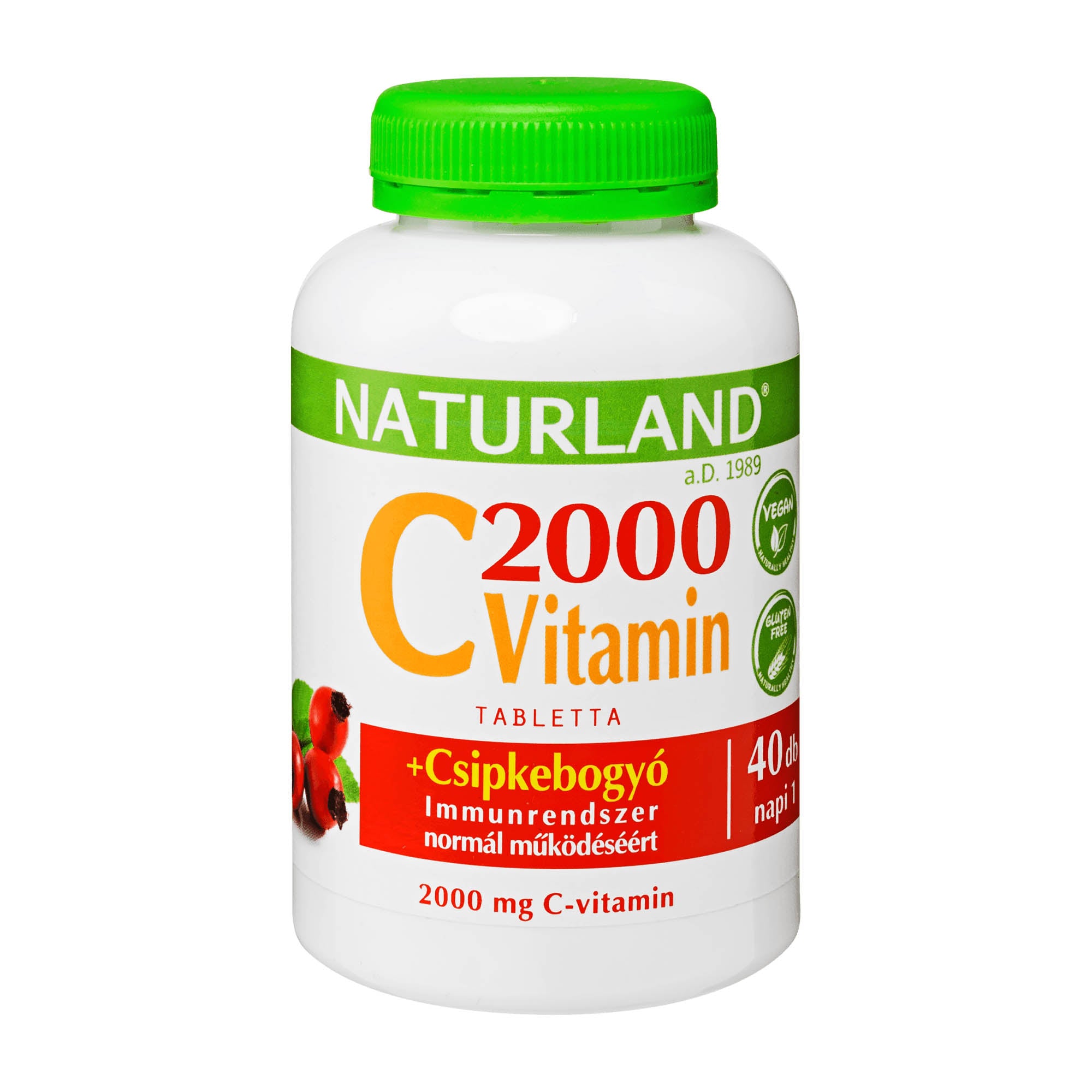 Naturland Vitamin C 2000 mg + Rosehip film-coated tablets, 40 Count ...